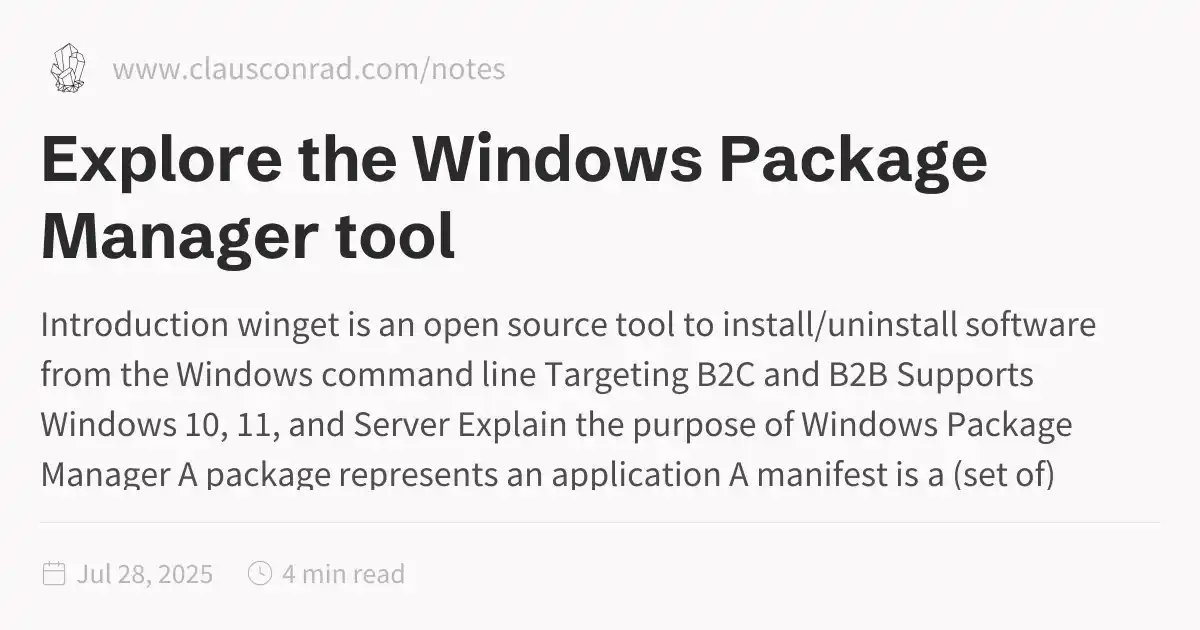 Explore the Windows Package Manager tool